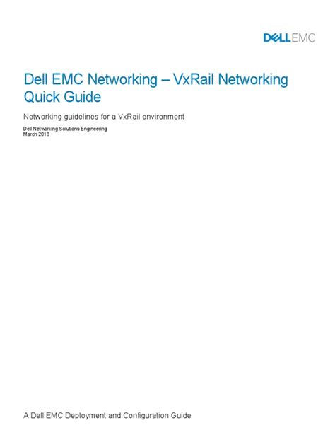Dell Emc Networking Vxrail Networking Quick Guide Pdf Network Switch Computer Network