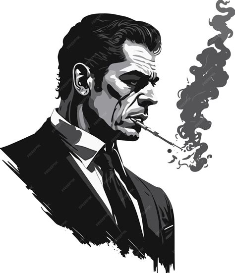 Premium Vector A Mafia Man Smoking Vector Illustration White Background Created With