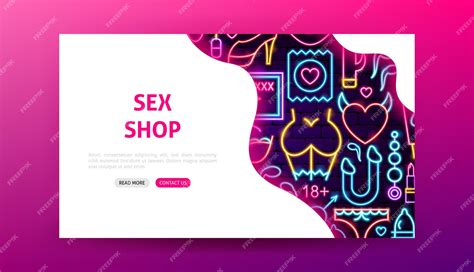 Página Inicial Do Sex Shop Neon Ilustração Em Vetor De Banner Da Web