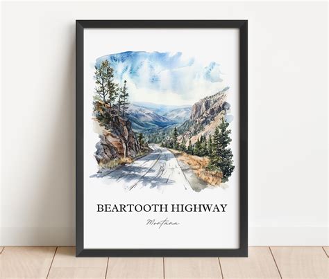 Beartooth Highway Wall Art Montana Print Montana Watercolor Art