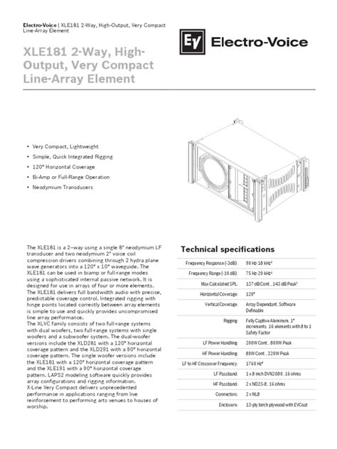 Xle181 2 Way High Output Very Compact Line Array Element Technical Specifications Pdf