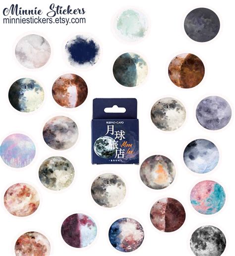 Moon Phases Stickers Set Moon View Stickers Galaxy Stickers Space