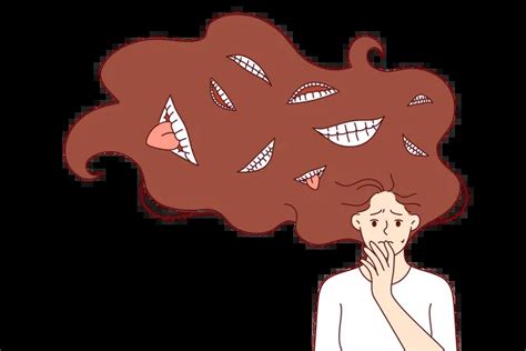 Schizophrenia And Psychological Health Disorder In Woman With Teeth And Tongues In Hair