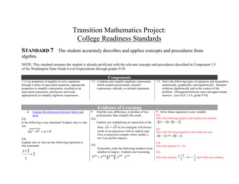 Transition Mathematics Project
