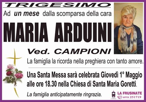 Funerali E Annunci Funebri A Frosinone Maria Arduini Funer24