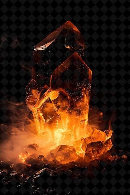 Premium Psd A Glass Cube That Is Lit Up In Front Of A Fire