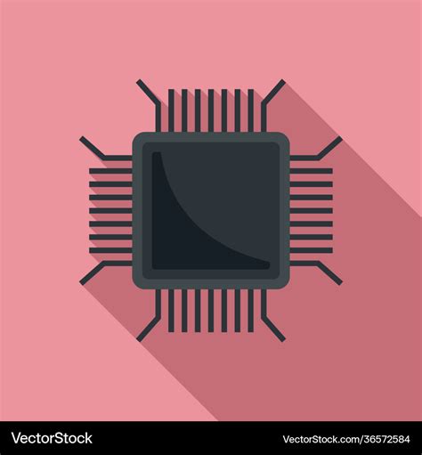 Nanotechnology Pc Microchip Icon Flat Style Vector Image