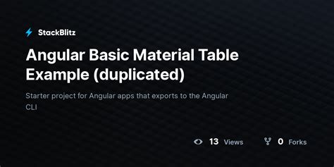 Angular Basic Material Table Example Duplicated Stackblitz