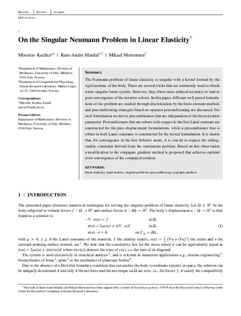 Pdf On The Singular Neumann Problem In Linear Elasticity
