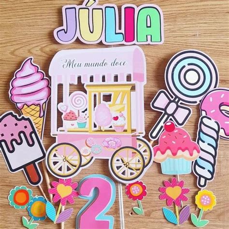 Topo De Bolo Mundo Doce Candy Elo7 Produtos Especiais In 2025