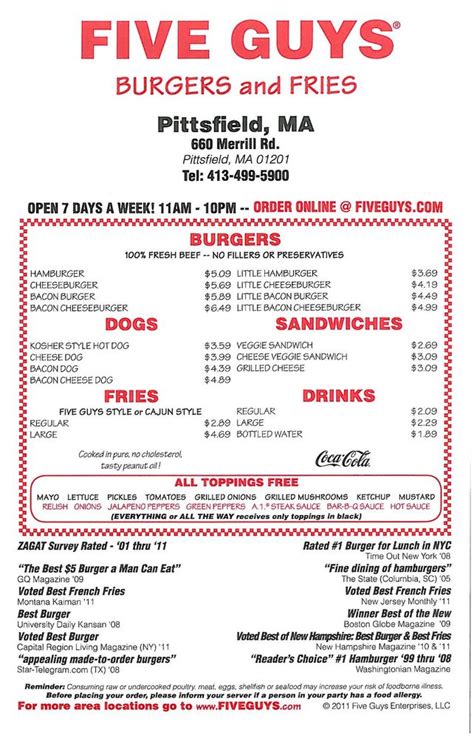 Five Guys Menu