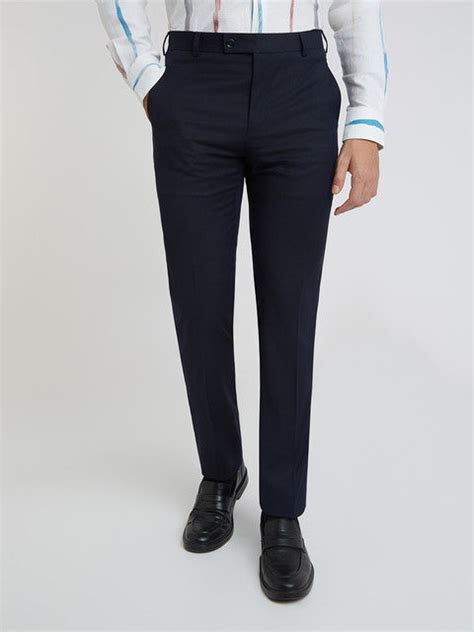 Raymond Men Blue Structure Slim Fit Terylene Blend Trouser Myraymond