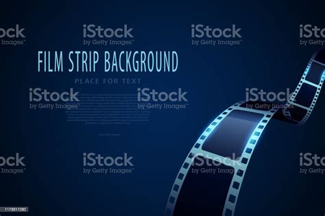 파란색 배경에 격리 된 현대 3d 사실적인 필름 스트립 벡터 영화제 필름 릴 스트라이프 시네마 영화 및 영화 템플릿은 배경