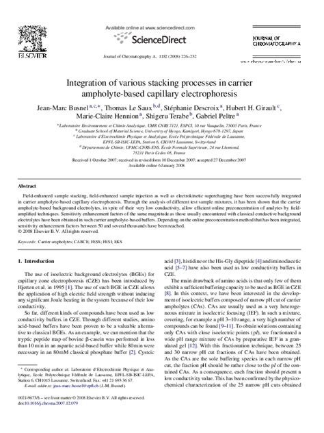 Pdf Integration Of Various Stacking Processes In Carrier Ampholyte