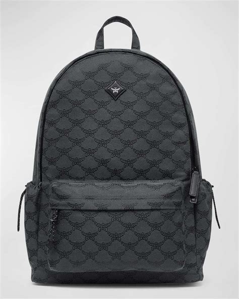 Mcm Lauretos Fabric Backpack Dark Grey Editorialist