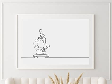 Minimalist Microscope Poster Printable Microscope Wall Art Biologist