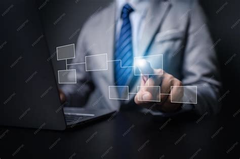 Premium Photo Person With Hologram Flowchart Businessman Designing