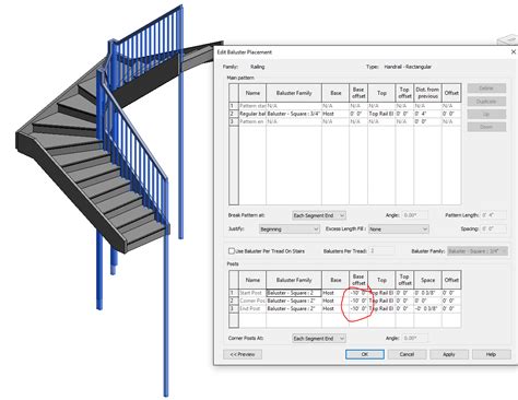 revit stairs baluster newel base offset autodesk community