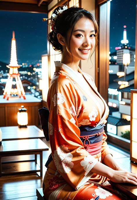 Photorealistic Solo Beautiful Japan Woman Traditional Kimono Seaart Ai