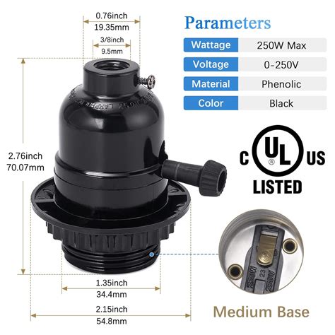 Ghrtgr Ul Listed E26 Lamp Socket Replacement Turn Switch Knob Onoff