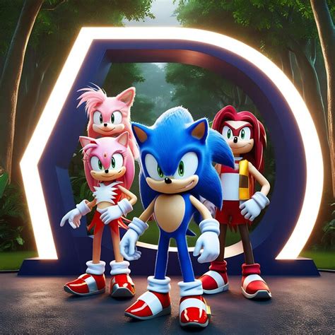 A 3d Render Of Sonic The Hedgehog Tails Knuckles The Echidna Amy Rose