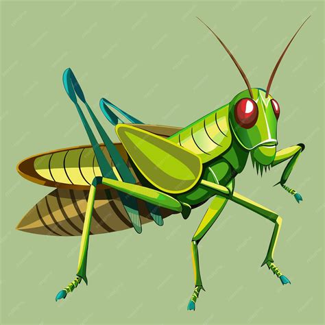 A Drawing Of A Green Grasshopper With A Red Nose Premium Ai Generated Vector