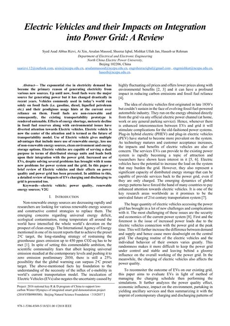 Pdf Electric Vehicles And Their Impacts On Integration Into Power Grid A Review