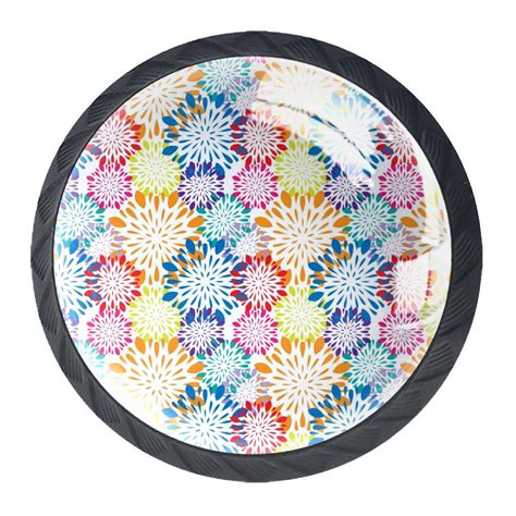 4 Pcs Colorful Floral Pattern Knobs For Kitchen Cabinet Cupboard