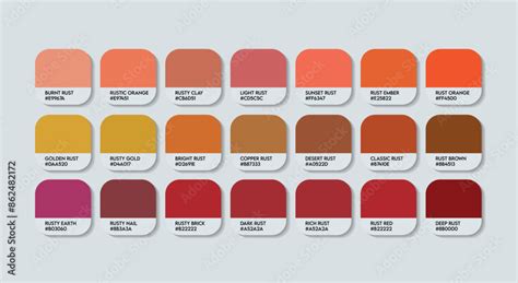 Rust Color Palette Rust Color Guide Palette With Color Names Catalog Samples Of Maroon Rust