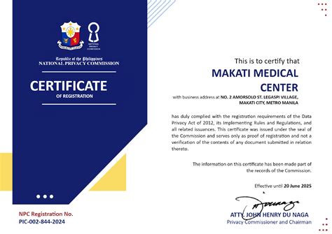 Certificates Makati Medical Center