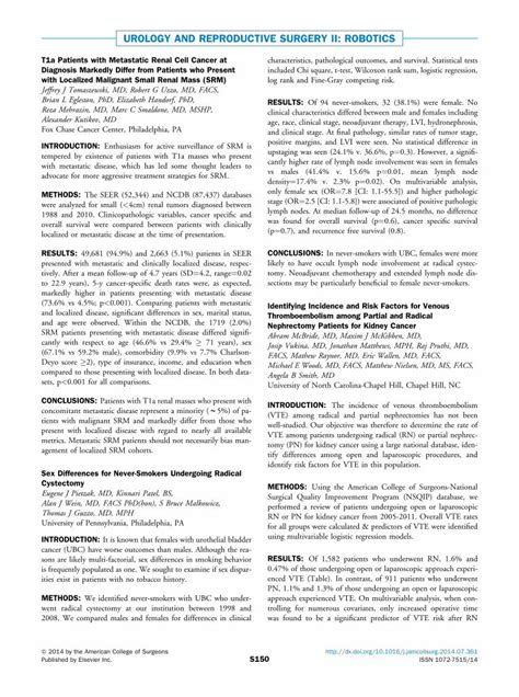 Pdf Sex Differences For Never Smokers Undergoing Radical Cystectomy