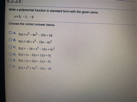 Answered Write A Polynomial Function In Standard Bartleby