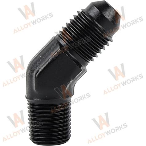 2pcs Black 4an Male Flare To 18 Npt Pipe 45 Degree Fitting Adapter
