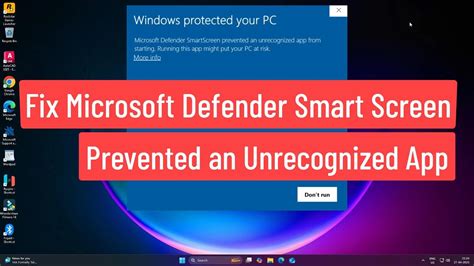 Fix Microsoft Defender Smartscreen Prevented An Unrecognized App From Starting Youtube