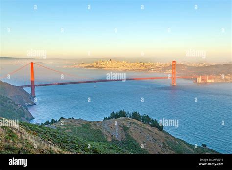 Famous San Francisco Golden Gate Bridge In Late Afternoon Light Stock