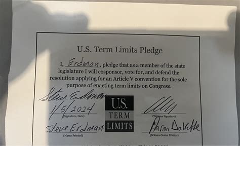 Senator Steve Erdman Pledges To Support Congressional Term Limits Term Limit Congress
