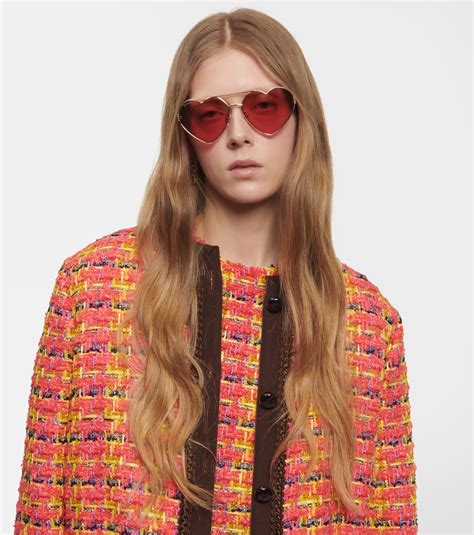 Heart Sunglasses In Gold Gucci Mytheresa