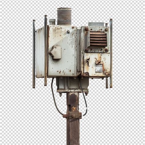 Premium Psd Old Fashioned Electric Transformer On A Pole Isolated On