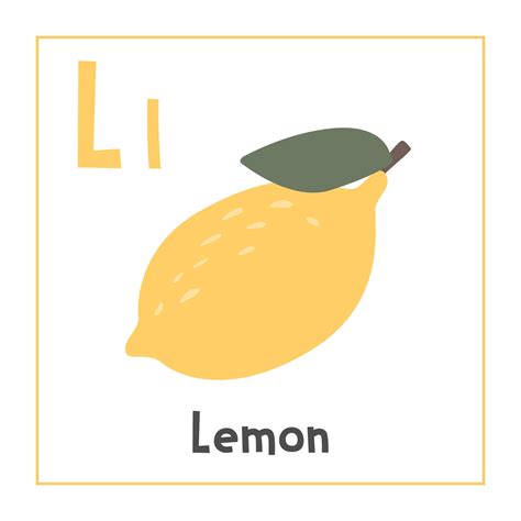 Lemon Clipart Lemon Vector Illustration Cartoon Flat Style Fruits Start With Letter L Fruit