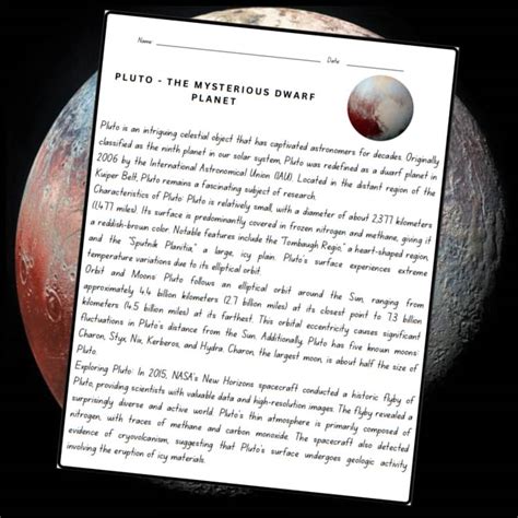 Pluto The Mysterious Dwarf Planet Reading Comprehension Passage