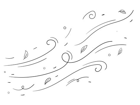 Leaf Wind Doodle Hand Drawn Doodle Wind Motion Air Blow Leaf Falling