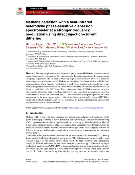 Pdf Methane Detection With A Near Infrared Heterodyne Phase Sensitive