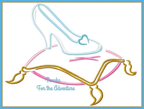 Princess Cinderella Glass Slipper Sketch Digital Embroidery Machine