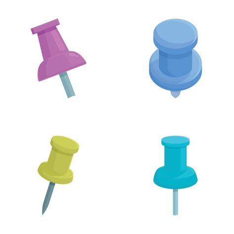 Colorful Push Pin Set Isolated On White 48454443 Vector Art At Vecteezy