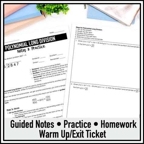 Polynomial Long Division Bundle Lesson Color By Number And Digital