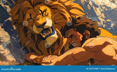 Epic Battle Scene Between Hercules And Nemean Lion Dynamic Action