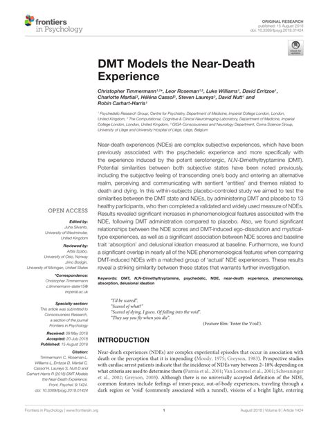 Pdf Dmt Models The Near Death Experience