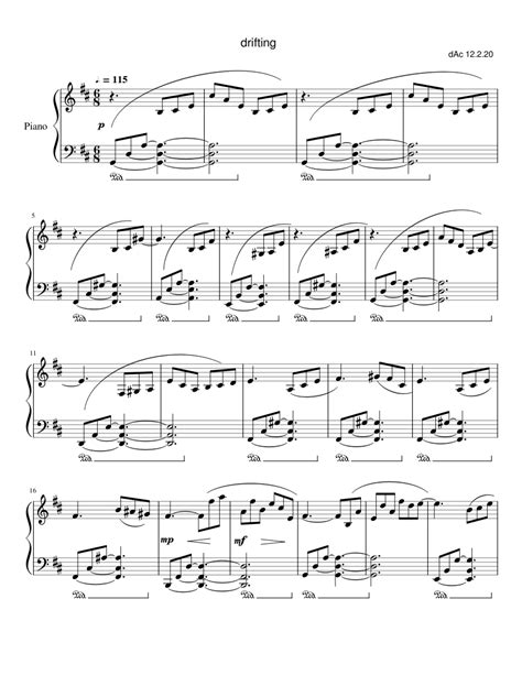 Drifting Sheet Music For Piano Solo