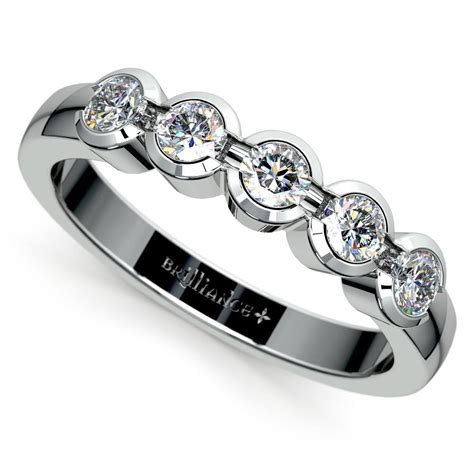 Half Bezel Diamond Wedding Ring In Platinum