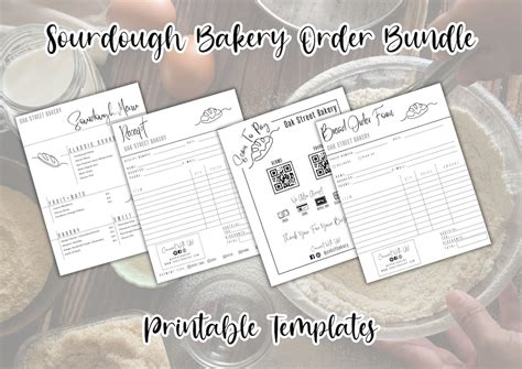 Sourdough Order Form Bread Bakery Menu Receipt Printable Template